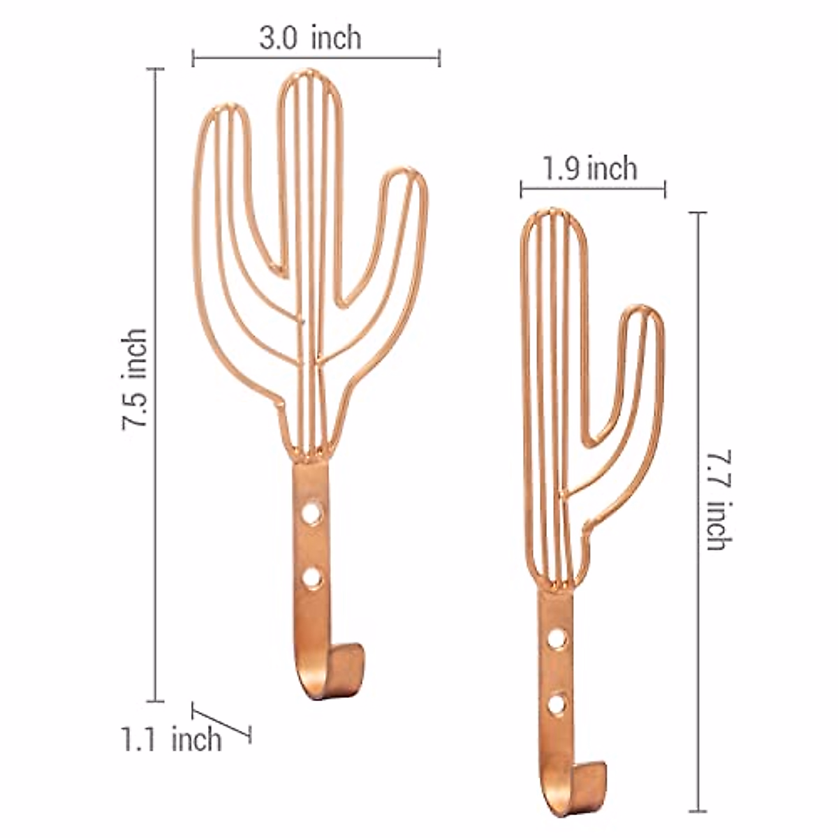 MyGift Wall Mounted Decorative Copper-Tone Metal Entryway Coat Hooks Saguaro Cactus Shaped Hanging Novelty Hooks, Southwest Style Home Decor, Set of 4