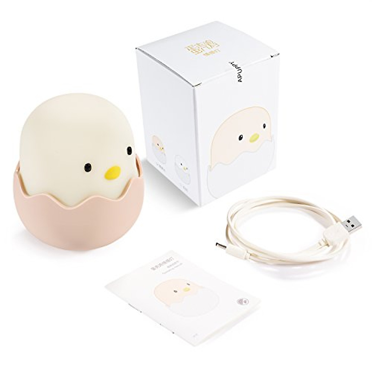 Qwifyu Kids Night Light, Cute Creative Egg Shell Baby Night Light with Touch Sensor, Nursery Night Lights, Kawaii Desk Accessories, Room Decor for Boys Girls Kids Gifts
