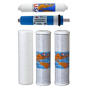 All Made In USA Complete Reverse Osmosis Replacement Water Filter Set 5 pcs w/Filmtec 50 GPD Membrane