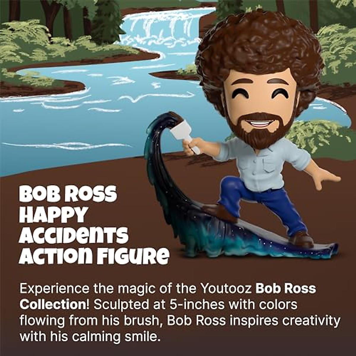 Youtooz Bob Ross Happy Accidents Action Figure, Bob Ross Figure 5" Vinyl Figure Bob Ross Collection