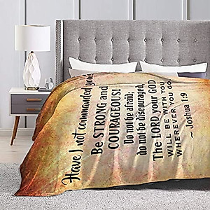 Joshua 1 9 Be Strong and Courageous, Bible Verse Novelty Blanket Soft Flannel Fleece Throw Blanket Super Soft Lightweight for Couch 60"X50"