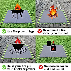 Bobocawa Fire Pit Mat for Deck - Fire Mat fpr Fire Pit Ember Mat for Under Fire Pit for Deck & Grass Outdoor Visible at Night 39 x 39 Inches Square Protector