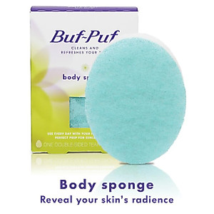 Buf-Puf Body Sponge, Bath Sponge, Dermatologist Developed, Cleanses Skin of Dirt, and Excess Oil, Reusable, Exfoliating, 5 Count