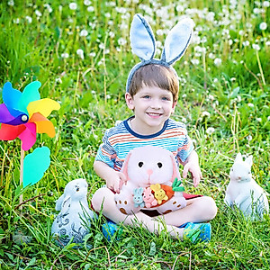 Easter Bunny Stuffed Animals with 3 Bunnies in a Carrot Rabbit Decor 10 Inches Easter Rabbit Plush Soft Cute Bunny Plush Toys Desktop Decoration for Boys and Girls Holiday Birthday Gift(Bunny)