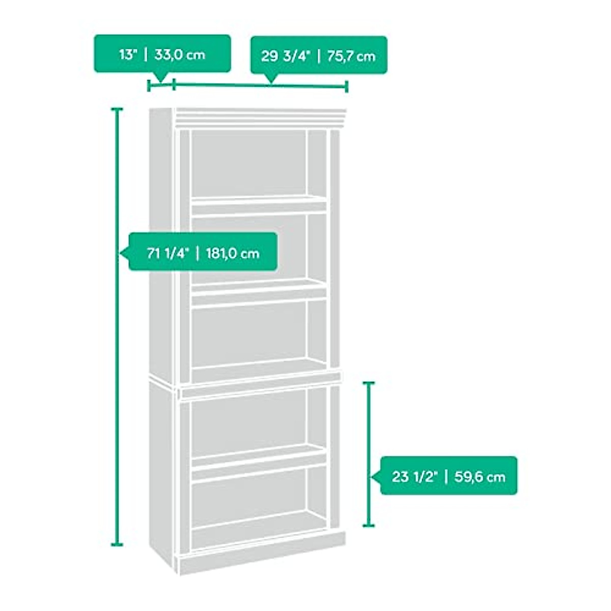Sauder 5 tier Heritage Hill Library - Classic Cherry finish