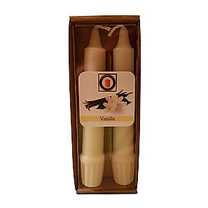 100% Pure Beeswax 6 inch Vanilla Scented Colonial Taper Candle Pair, Hand Poured by Hubbardston Candle Company