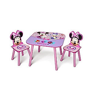 Delta Children Kids Table and Chair Set (2 Chairs Included) - Ideal for Arts & Crafts, Snack Time, Homeschooling, Homework & More, Disney Minnie Mouse