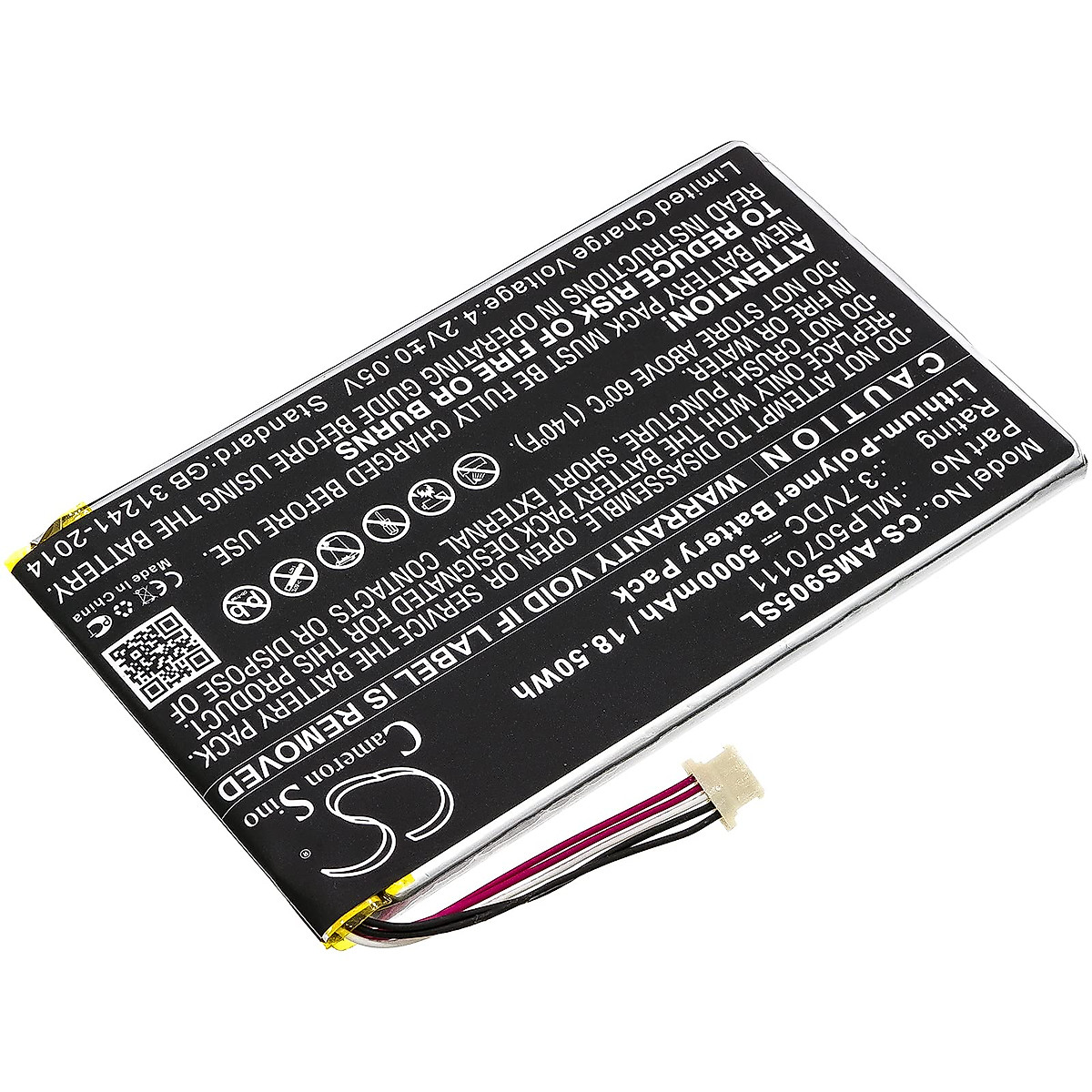 Replacement Battery for Autel MaxiSys Mini, MS905, MS906, MaxiSys Mini, MS905, MS906, fits Part No MLP5070111, 3.7V 5000mAh / 18.50Wh