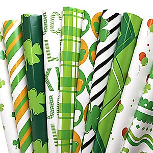 FANCY LAND 10 Sheets St.Patrick’s Day Wrapping Paper Sheets Shamrock Green Gift Wrap Folded Large Sheets 20 X 28 Gift Decoration