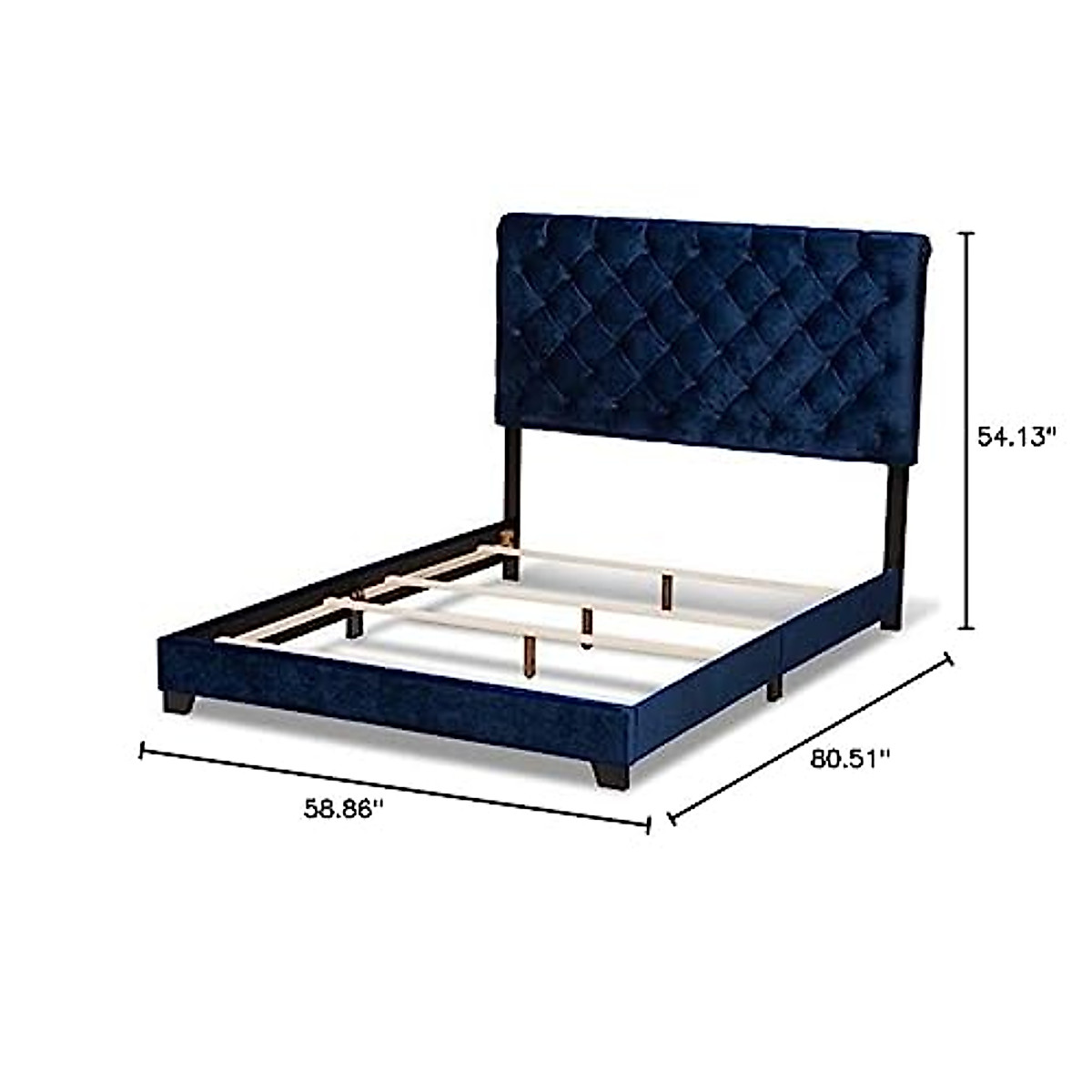 Baxton Studio Candace Luxe and Glamour Navy Velvet Upholstered Full Size Bed