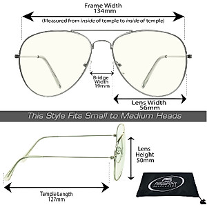 proSPORT Blue Light Blocking Computer Glasses 2 Pack of Aviator Silver Frame Anti Glare Anti Eyestrain Gaming…