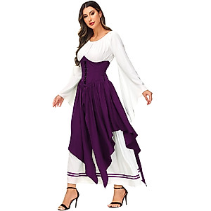 Arplvf Renaissance Dress Women Medieval Dresses For Women Ren Faire Costume Irish Over Dress Purple M