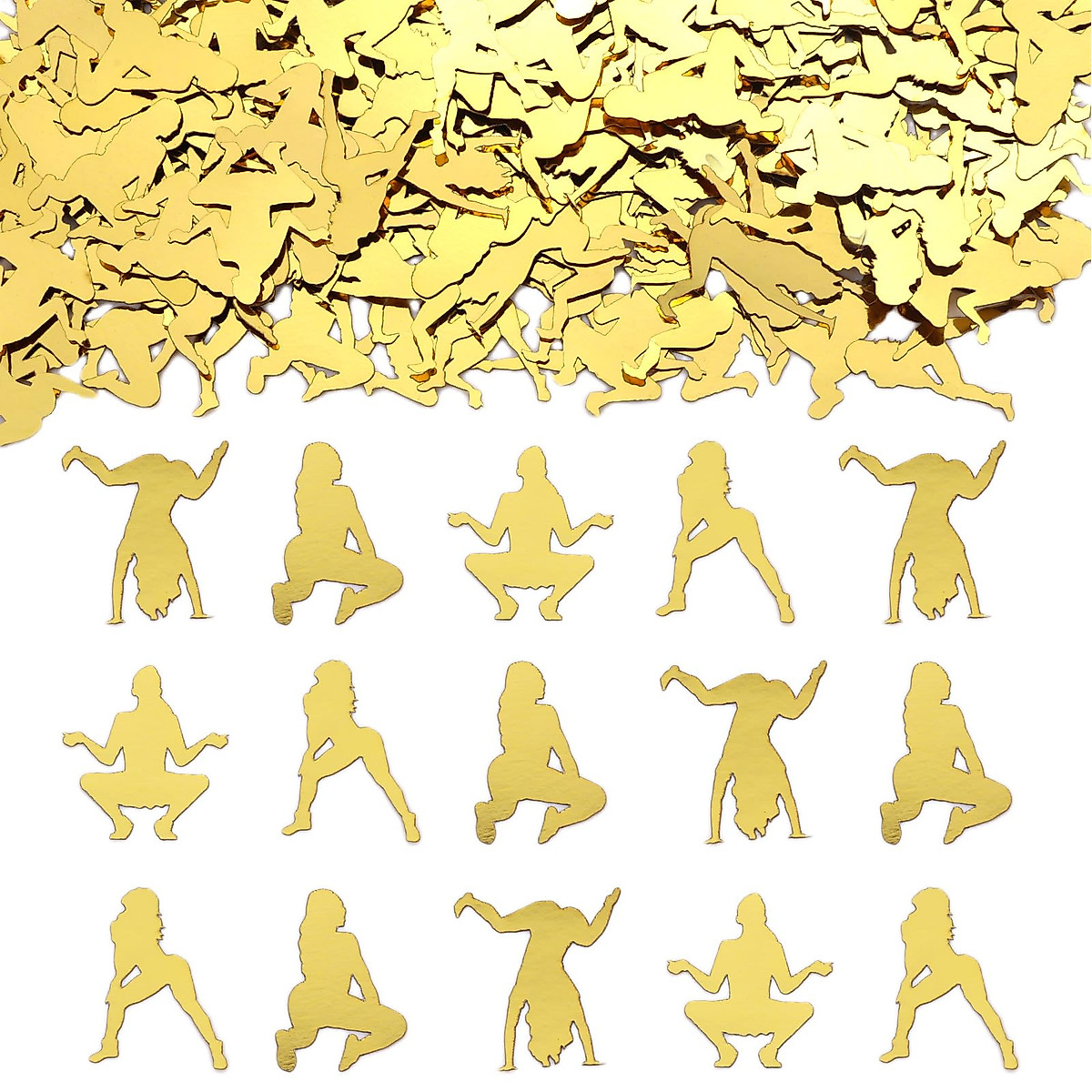Sursurprise 200Pcs Twerk Theme Gold Metallic Foil Confetti, Funny Twerking Birthday Stripper Bachelorette Bridal Shower Table Scatters Favors, Night Out Pole Dance Disco Decor Supplies