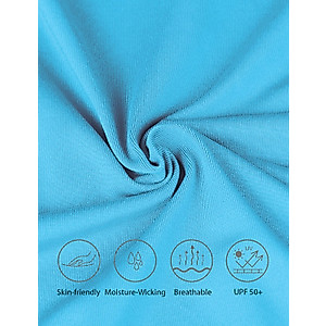 BALEAF Women's Hiking Long Sleeve Shirts with Face Cover Neck Gaiter UPF 50+ Lightweight Quick Dry SPF Fishing Running Hoddie Blue Size XL