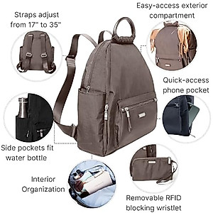 Baggallini womens New Classic Heritage With Rfid Phone Wristlet All Day Backpack, Sterling Shimmer, One Size US