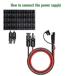 OUOU SAE Connectors Adapter 10AWG Solar to SAE Adapter Cable with 1pcs SAE to SAE Polarity Reverse Connectors -1M/3.3FT (Black+Red)