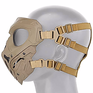 Airsoft Mask, Protective Full Face Tactical Mask for BB Gun/CS Game Man&Women (Khaki)