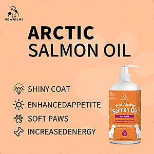 Wild Alaskan Salmon Oil for Pets - Pure Fish Omega 3 Liquid Dog & Cat Food Supplement Supports Skin, Coat, Joints, Immune System & Heart Health Natural Allergy EPA + DHA Essential Fatty Acids 16oz