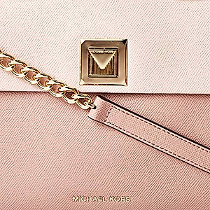 Michael Kors Sylvia Tri-Color Satchel Bag, Soft Pink/Light Cream/Fawn
