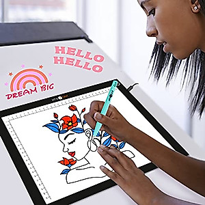 HTVRONT Portable A4 Led Bright Light Pad, Ultra-Thin & Adjustable Luminosity Light Board, USB Powered Black Light Box for Tracing, Weeding Vinyl, Weeding Tool, Diamond Painting, Sketching