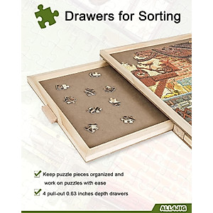 ALL4JIG 1500 Piece Rotating Puzzle Board with Drawers and Cover,26"x35"Portable Wooden Jigsaw Puzzle Table for Adults Portable,Lazy Susan Spinning Puzzle Boards Birthday Gift for mom