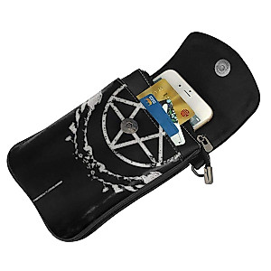 YongColer Fashion Small Cellphone Crossbody Shoulder Bag Gothic Occult Satan Penta Symbol Skull Cell Phone Purse Wallet Lightweight Roomy Pockets Smartphone Bag For Women Girls Teens