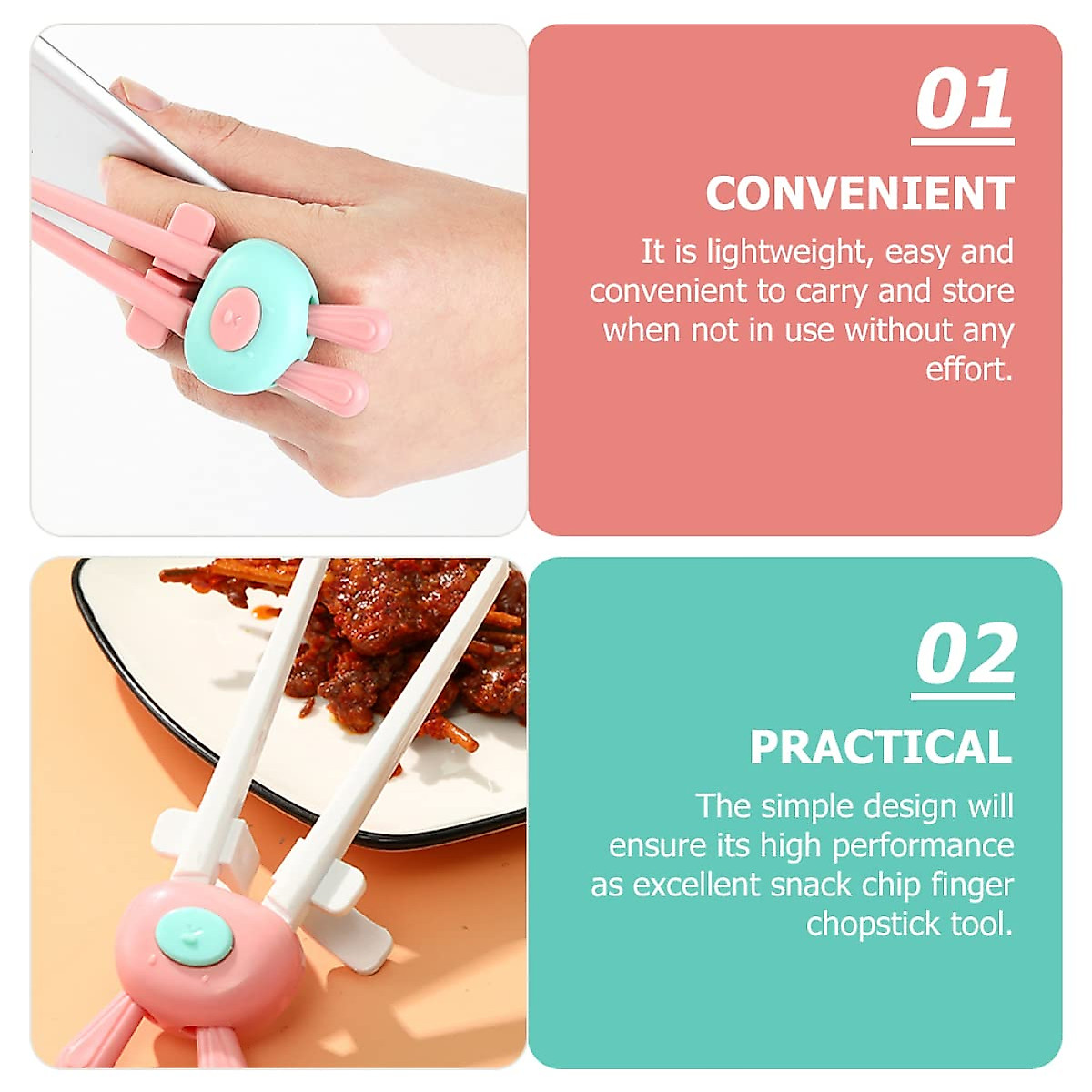 8 pcs Lovely Reusable Plastic Sleeves Learning Snack Chopsticks, Auxiliary Rabbit Conters Cartoon Gifts Gamers Snacks Random Tongs Gamer Clips Slip Phones Clips, Eating