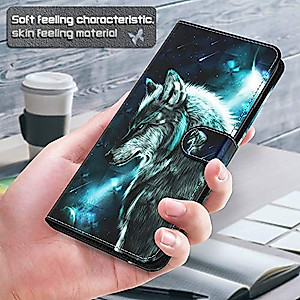 ALILANG Phone Case for Oppo Find X5 Pro Case, Premium Flip Magnetic Closure Stand Function Card Holder PU Leather Cover for Oppo Find X5 Pro Wallet Case-Wolf