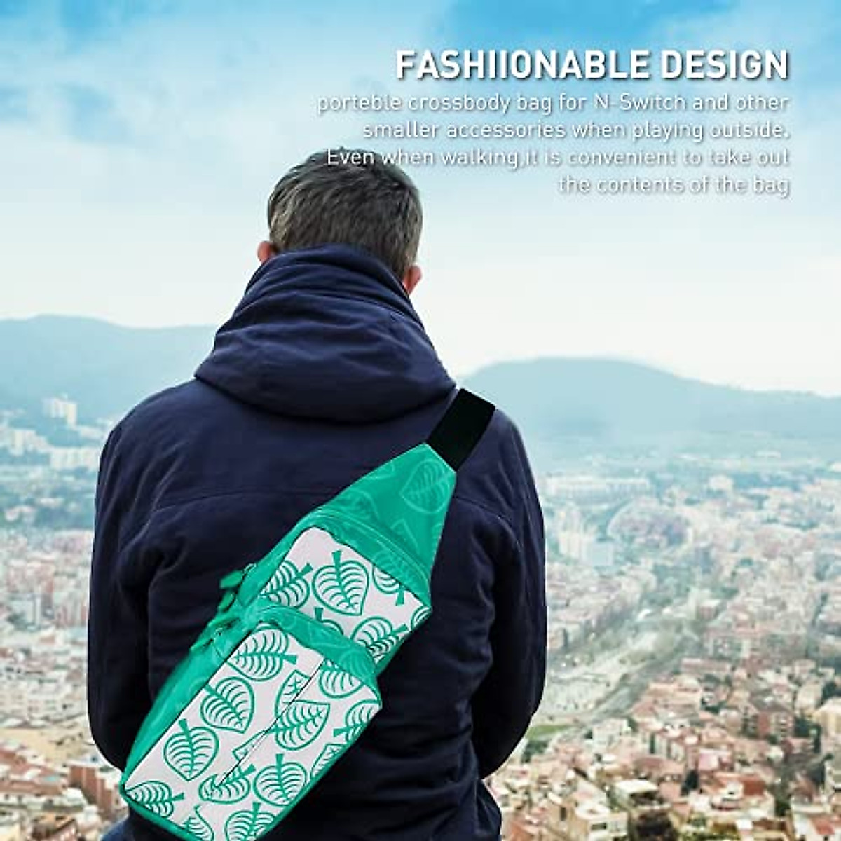 AIOMEST Cute Animal Crossing Switch Travel Bag, Crossbody Backpack Compatible for Switch OLED/Lite, Carrying Sling Bag for Switch Console, Pro Controller, Dock, Joy-cons