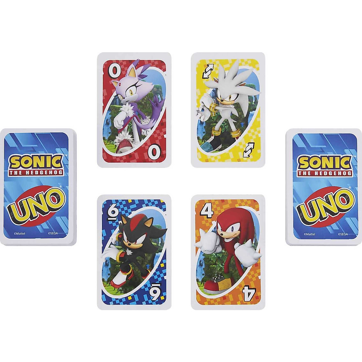 Mattel Games UNO Sonic The Hedgehog Card Game for Kids & Family, Themed Deck & Special Rule, 2-10 Players