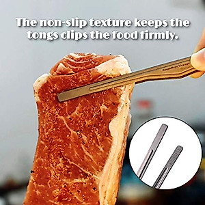 Boundless Voyage 6.7/10 inch Titanium Ultralight Grill BBQ Tongs Multipurpose Tweezer for Kitchen Food Tongs Buffet Salad Steak Clip Grill Accessories Anti-scalding (Ti1563B - (6.7inches))