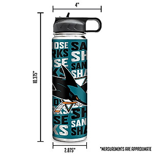 Rico Industries NHL Hockey San Jose Sharks 22oz Stainless Steel Tumbler with Lid - Great For Coffee, Tea, Water or Cocktails