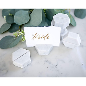 HelloPosh Marble hexagon place card holders | Escort card holders | Party favors | Photo display | Business card holder (12 Pack)