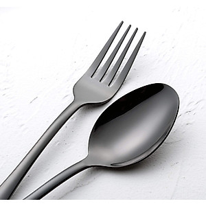 Black Salad Forks Set for 8, Stainless Steel 6.8-Inch Dessert Fork 8-Piece, Mirror Polished, Dishwasher Safe