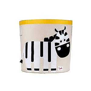 3 Sprouts Canvas Storage Bin - Laundry and Toy Basket for Baby and Kids - Zebra