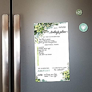 Boho Greenery Sticky Note Daily to-Do Planner - 50 Pages for Daily Tasks, Notes, Scheduling and Water Intake (6" x 10")