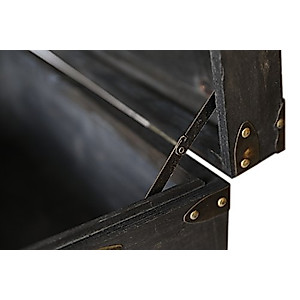 Vintiquewise Distressed Black Medium Wooden Storage Trunk