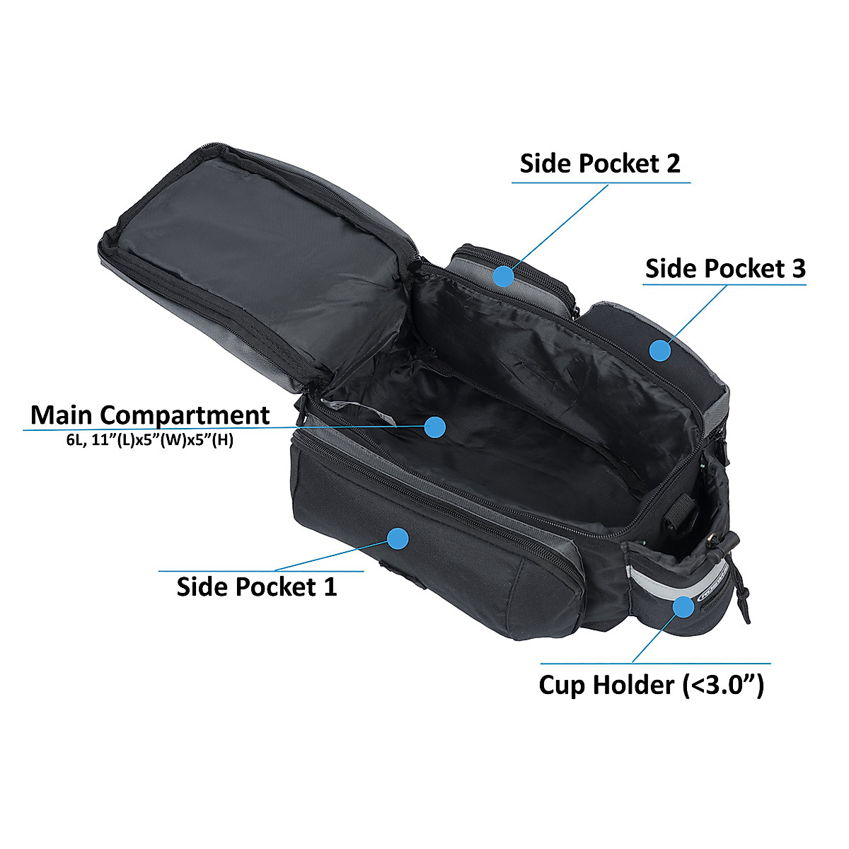 Roswheel 14024 Convertible Bike Bicycle Rear Rack Seat Pannier Trunk Bag with Cup Holder