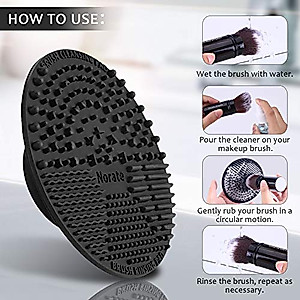 Norate Makeup Brush Cleaner, Brush Cleaning Mat Make up Brush Cleaner Pad Scrubber Tool Cosmetic Silicone Brush Cleaner with Suction Cup for Valentines Day