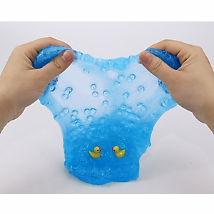 Charming Blue Crunchy Fishbowl Bead Slime,Super Soft and Non-Sticky, Great for Birthday Gifts for Girl and Boys,Party Favors,Christmas Stocking Stuffers