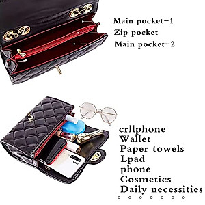 Qiayime Women Crossbody Bag Quilted Ladies Fashion Leather Handbag Small Shoulder Bag Purse Heart Shaped Clutch Evening Bag (Red)