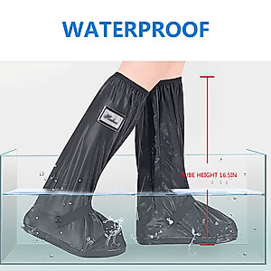 SooGree Waterproof Rain Shoe Covers Men Reusable Foldable Rain Snow Boot Shoe Covers with Reflector Non Slip Shoe Protector for Raining Day,Cycling,Gardening,Fishing,Hiking, Farming (Black, X-Large)
