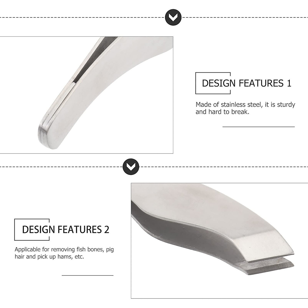 Fish Bone Tweezer Fish Bone Stainless Steel Cooking Precision Tongs Kitchen Deboning Plier Hair Removal Tool for Sea Food Chicken Angled Ham Tweezer