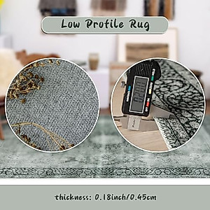 DECOMALL Maila Washable Area Rugs 8x10, Traditional Bohemian Rug, Vintage Distressed Non Slip Large Carpet for Living Room Bedroom, 8x10ft Blue