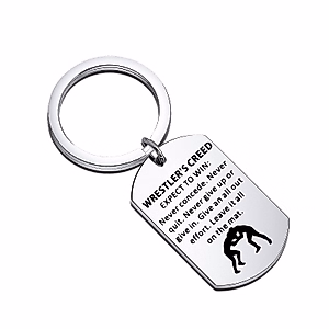 Wrestler Wrestling Keychain Wrestler's Creed Never Concede Never Quit Dog Tag Keychain (WRESTLER'S CREED Wallet)