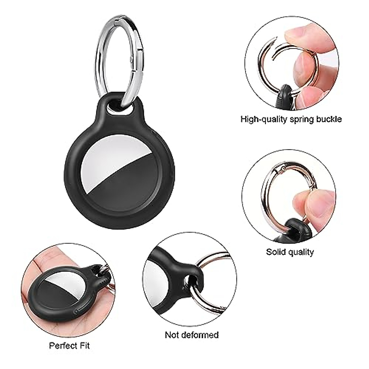 Ainiv Holder Case for AirTags, Waterproof Protective Case for AirTags, Ultra Light Anti-Scratch Protective AirTag with Keychain, Item Finders for Pets, Luggage, Wallet, Backpacks-Black