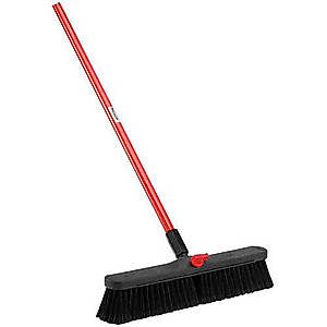 LIBMAN Push Broom with Resin Block - 18" - Fine-Duty Bristles - Lot of 4