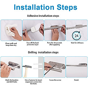 Paper Towel Holder Under Cabinet,Kitchen Wall Mount Stainless Steel Paper Towel Holder, Self-Adhesive or Screw Mount, for Kitchen and Bathroom.Silver 2pack