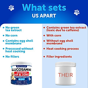 Glucosamine for Dogs - Hip and Joint Supplement for Dogs - Glucosamine Chondroitin for Dogs, Turmeric, MSM - Dog Glucosamine Support - Dog Joint Pain Relief Health - 120 Chews - Duck Flavor