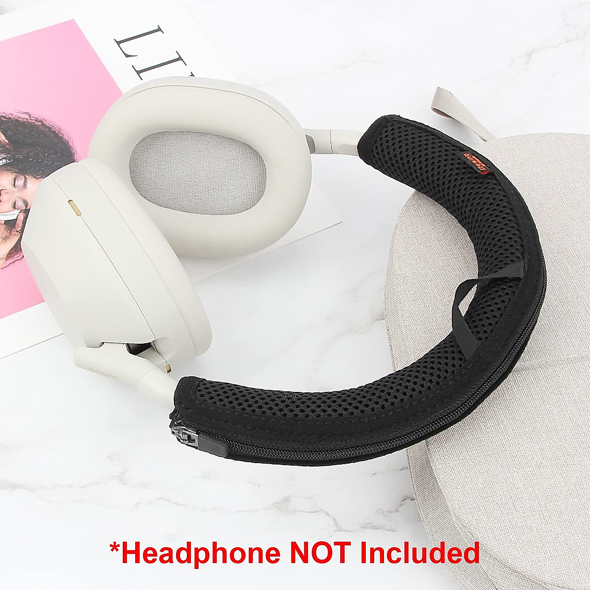Desing Wish WH-1000XM5 Headband Cover Air Mesh Fabric Replacement Headphone Headband Cushion Pad Cover Compatible with Sony WH-1000XM5 Headphone Headband Protector (Black)